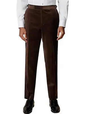 REISS Royale Velvet Formal Trousers - Chocolate