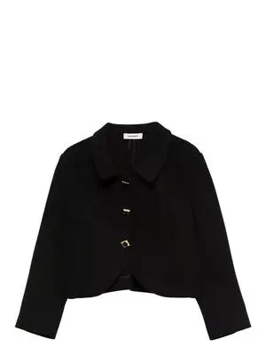 Sandro Cropped Jacket With Square Buttons - Black