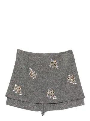 Maje Floral Embellished Layered Skorts - Grey