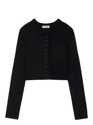 Sandro Ribbed Knit Button Cardigan - Black