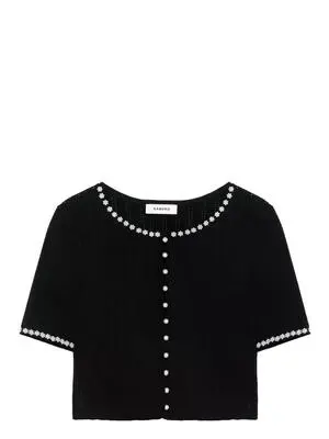 Sandro Cropped Short-sleeve Cardigan - Black