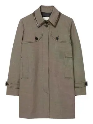 Sandro Check-print Trench Coat - Brown
