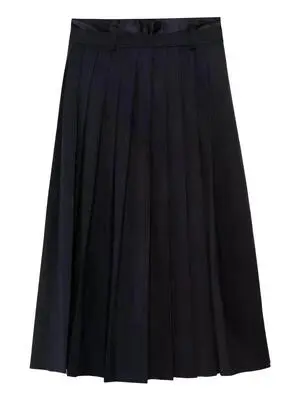 SANDRO Pinstripe Pleated Midi Skirt