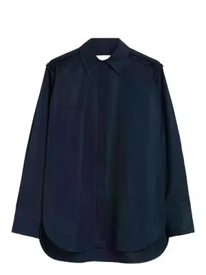 JIL SANDER Ruffled Cotton-poplin Shirt - Blue