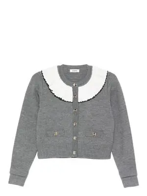 Sandro Round-collar Cardigan - Grey