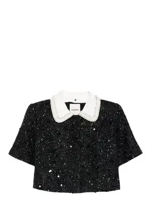 Sandro Sequin-embellished Cropped Jacket - Black