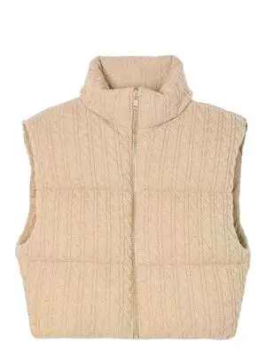 Sandro Cable-knit Quilted Gilet - Neutrals
