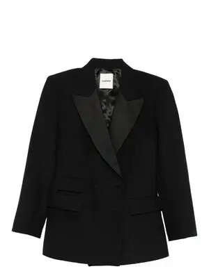 Sandro Satin-lapel Double-breasted Blazer - Black