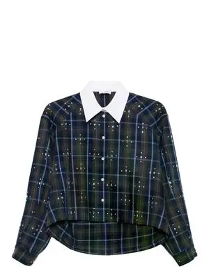 Sandro Checked Cropped Shirt - Blue