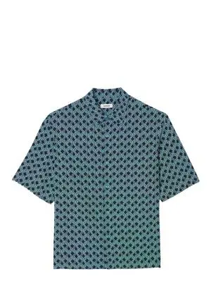 Sandro Graphic-print Short-sleeve Shirt - Blue