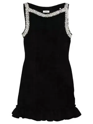 SANDRO Faux-Pearl Embellished Mini Dress