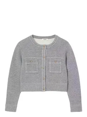 Sandro Contrast-stitching Cardigan - Grey