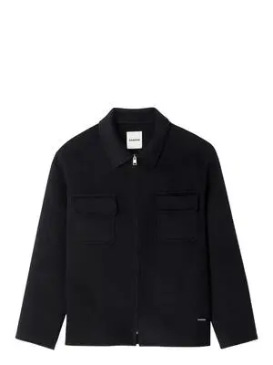 Sandro Wool Blend Shirt Jacket - Blue