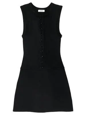 Sandro Round-neck Button-front Mini Dress - Black