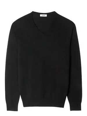Sandro V-neck Wool Sweater - Black