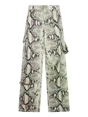 Roberto Cavalli Printed Cargo Pants - White