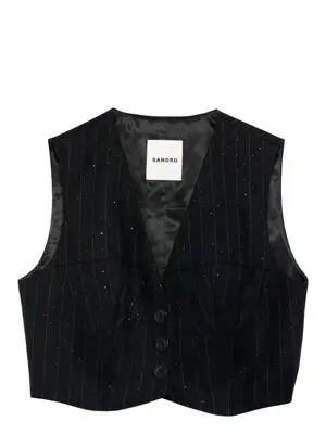 Sandro Pinstriped Vest - Blue