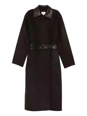 Sandro Belted Double-breasted Coat - Brown