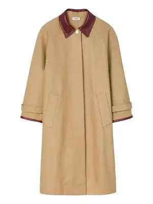 Sandro Leather-trimmed Coat - Neutrals
