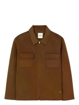 Sandro Zip-front Jacket With Patch Pockets - Brown