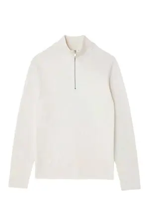 Sandro High-neck Zip-front Sweater - White