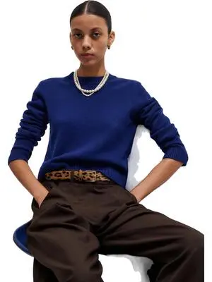 ME+EM Relaxed Crop Crewneck Sweater - Jewel Blue