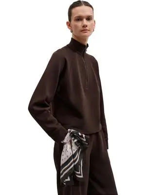 ME+EM Funnel Neck Cropped Sweatshirt - Warm Chocolate