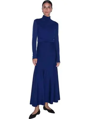 ME+EM High Neck Knit Maxi Dress With Layering Top - Jewel Blue