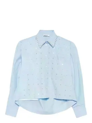 Sandro Embellished Cotton Shirt - Blue