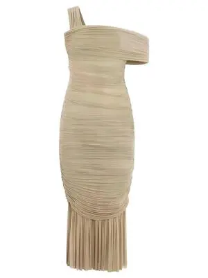 Roberto Cavalli One-shoulder Ruffled Midi Dress - Neutrals