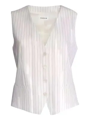 P.a.r.o.s.h Pinstripe Buttoned Waistcoat - White