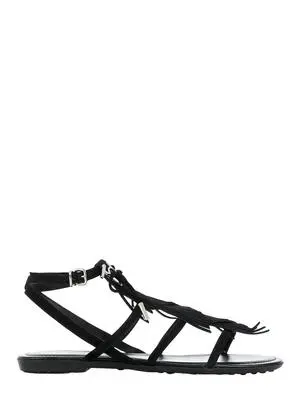 TOD'S Fringed Multi-strap Sandals - Black