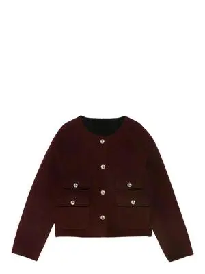 Maje Button-fastening Flap-pockets Cropped Jacket - Red