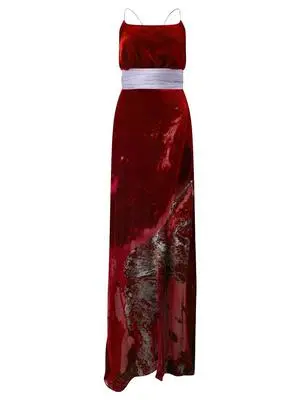 Roberto Cavalli Marine-print Slit Maxi Dress - Red