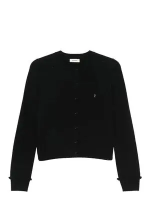 Sandro Ruffle-trim Cardigan - Black