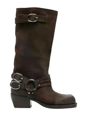 SANDRO Buckle-Strap Studded Boots