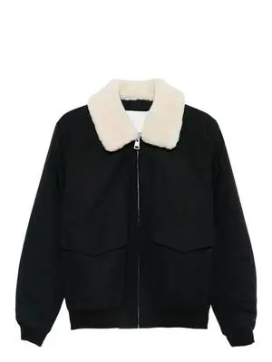 Sandro Shearling-collar Zip-front Jacket - Blue
