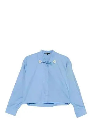 Maje Brooch-detail Blouse - Blue