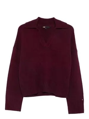 Maje V-neck Wool-cashmere Blend Sweater - Red