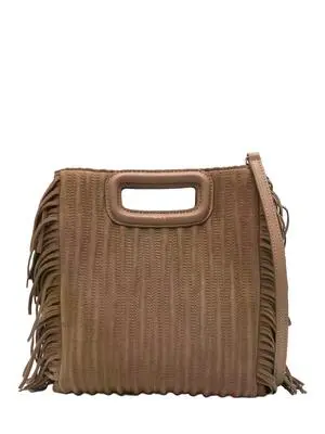 Maje Fringed Handle Mini Bag - Brown