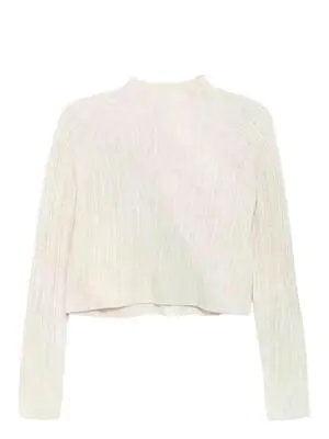 Maje Ribbed High-neck Sweater - Neutrals