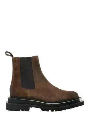 Sandro Suede Chelsea Boots With Metallic Detail - Brown