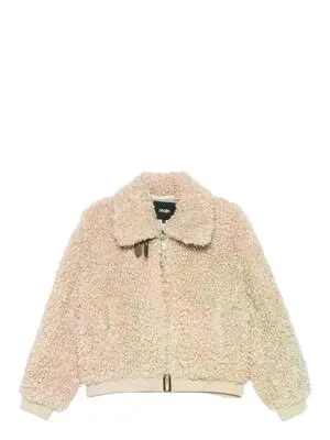 Maje Teddy-effect Zip-up Jacket - Neutrals