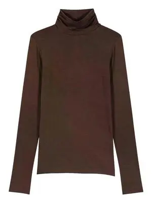 Maje Roll-neck Top - Brown