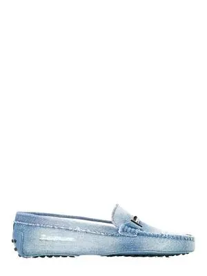 TOD'S Distressed Denim Loafer - Blue