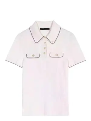 Maje Ribbed-knit Polo Shirt - White