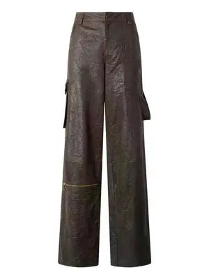 Roberto Cavalli Leather Cargo Pants - Black