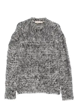 Marni Round Neck Brushed Bouclé Knit Sweater - Grey