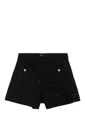 Maje Sequin-embellished Tweed Shorts - Black
