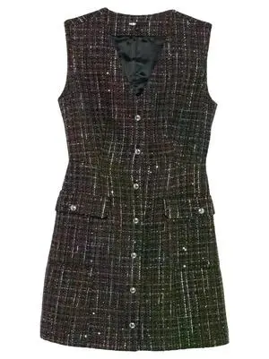 Maje Buttoned Tweed Dress - Brown